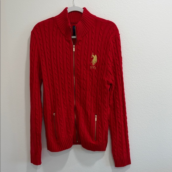 U.S. Polo Assn. | Sweaters | Us Polo Assn Red Zip Up Sweater | Poshmark